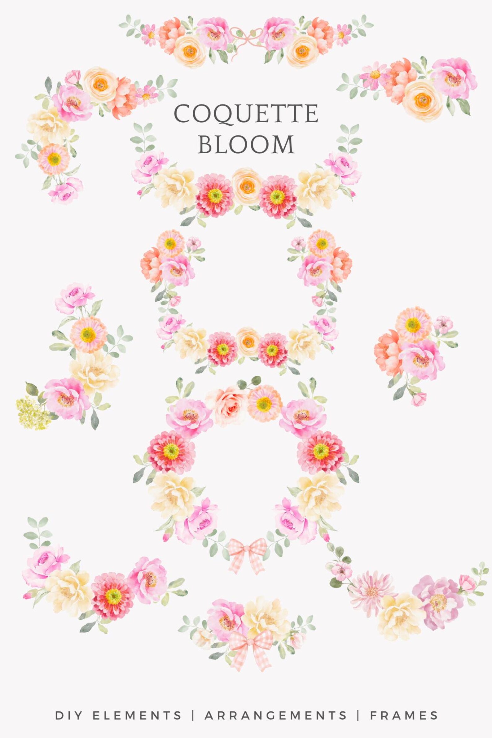 Coquette Flowers – Floral Clipart – Watercolor Bloom – Wedding Florals ...
