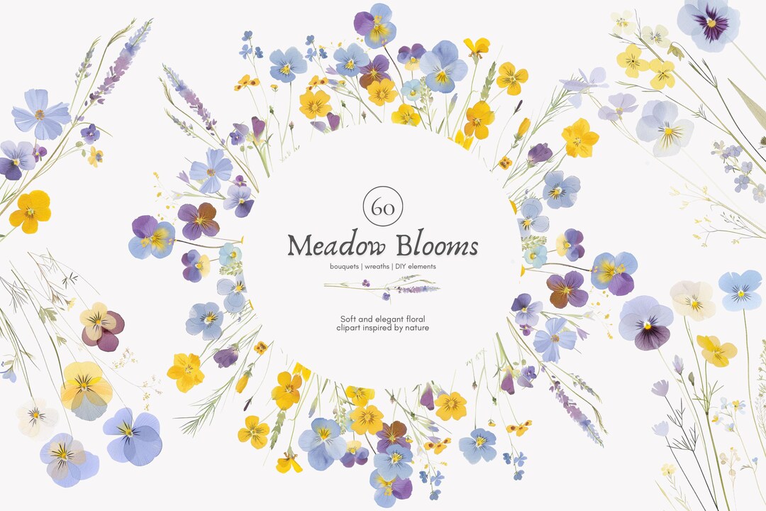 Meadow Flowers - Wildflower Clipart - Floral Bouquet - Watercolor ...
