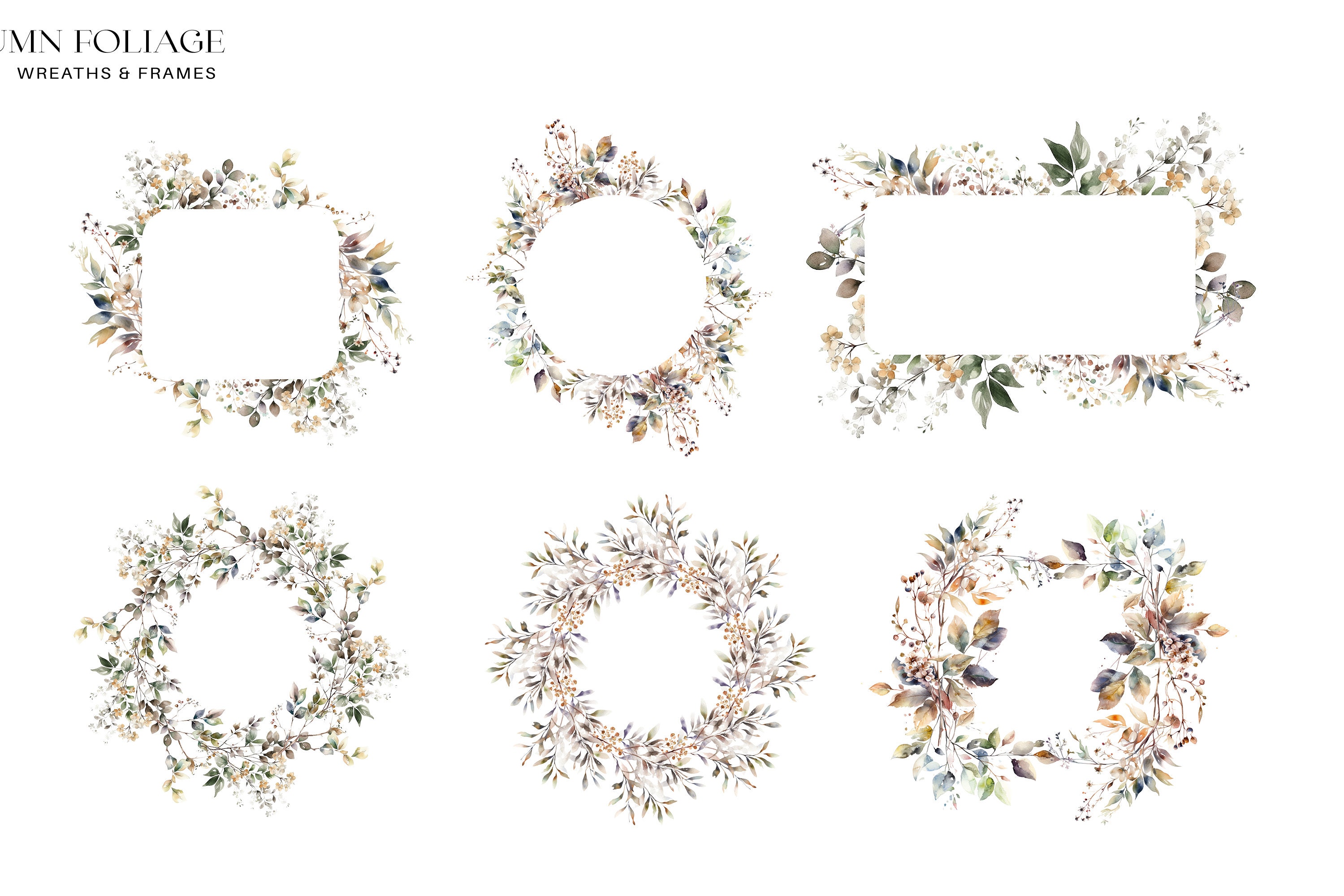 Botanical Branches - Watercolor Leaves - Natural Foliage - Delicate ...