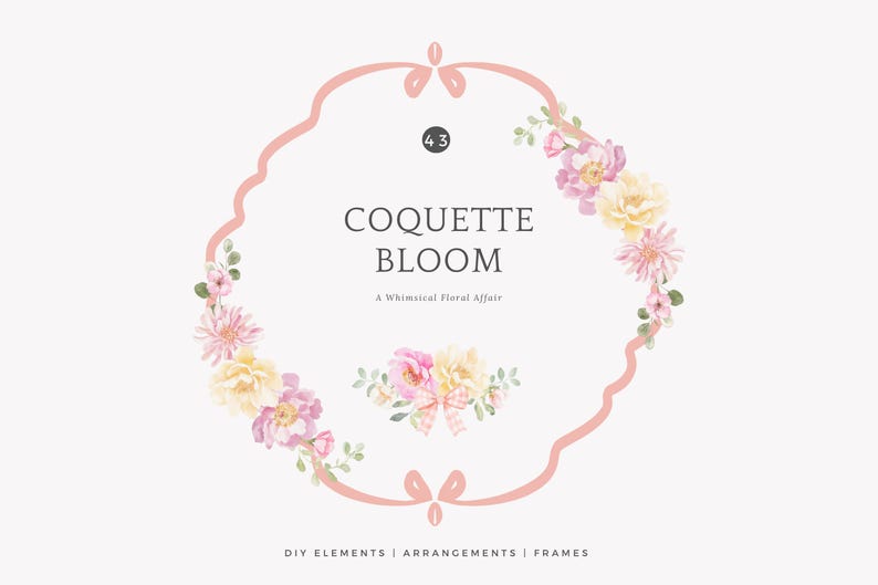 Coquette Flowers – Floral Clipart – Watercolor Bloom – Wedding Florals ...