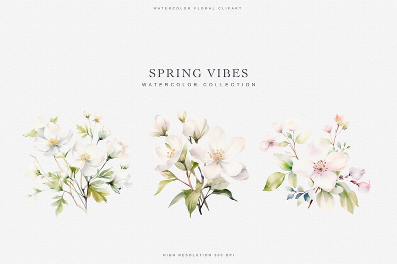 Watercolor Flowers Clipart Spring Blossoms Bouquet Cherry Blossoms ...
