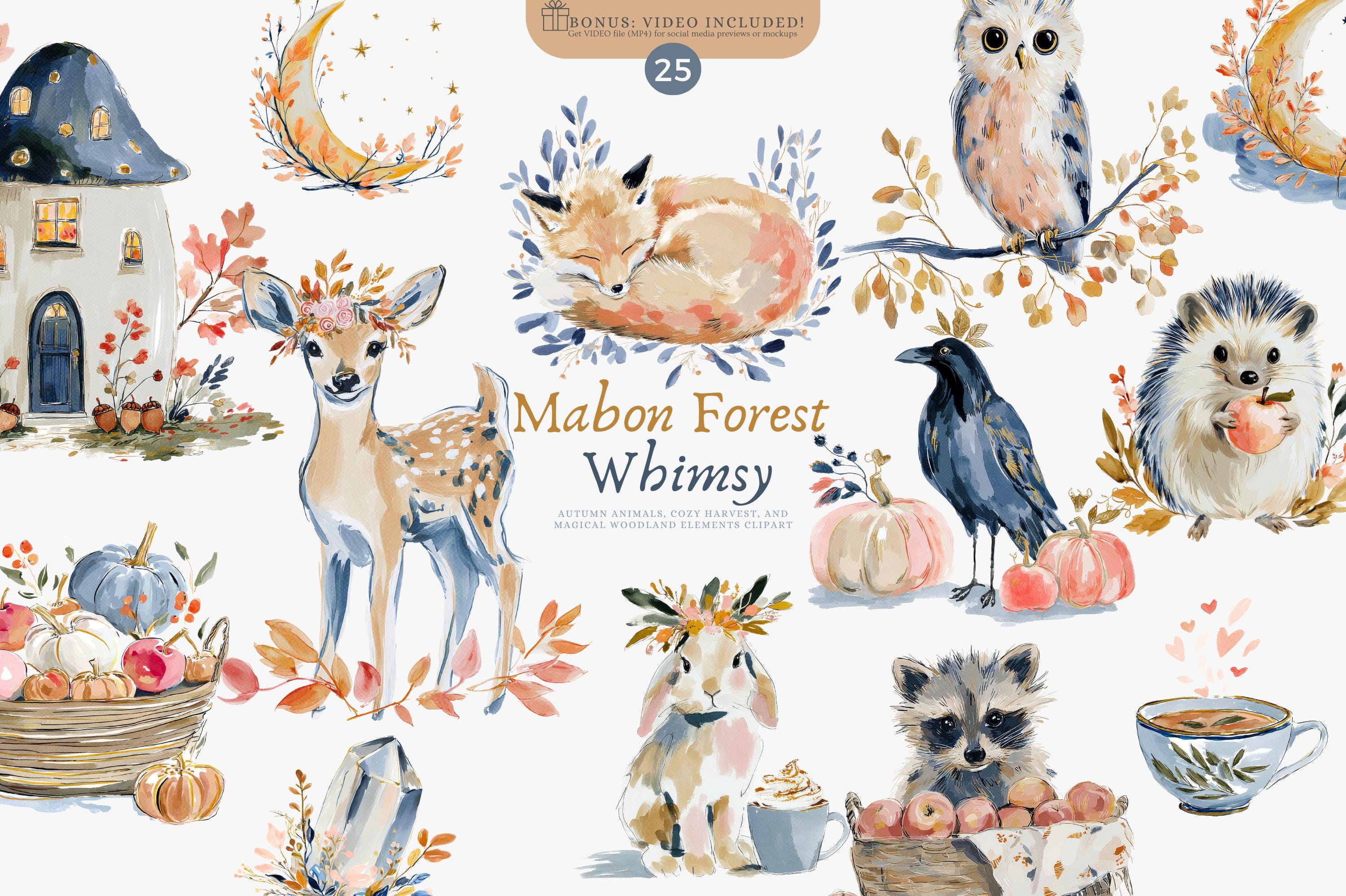 Mabon Forest Clipart - Png Illustration - Woodland Fall Clipart ...