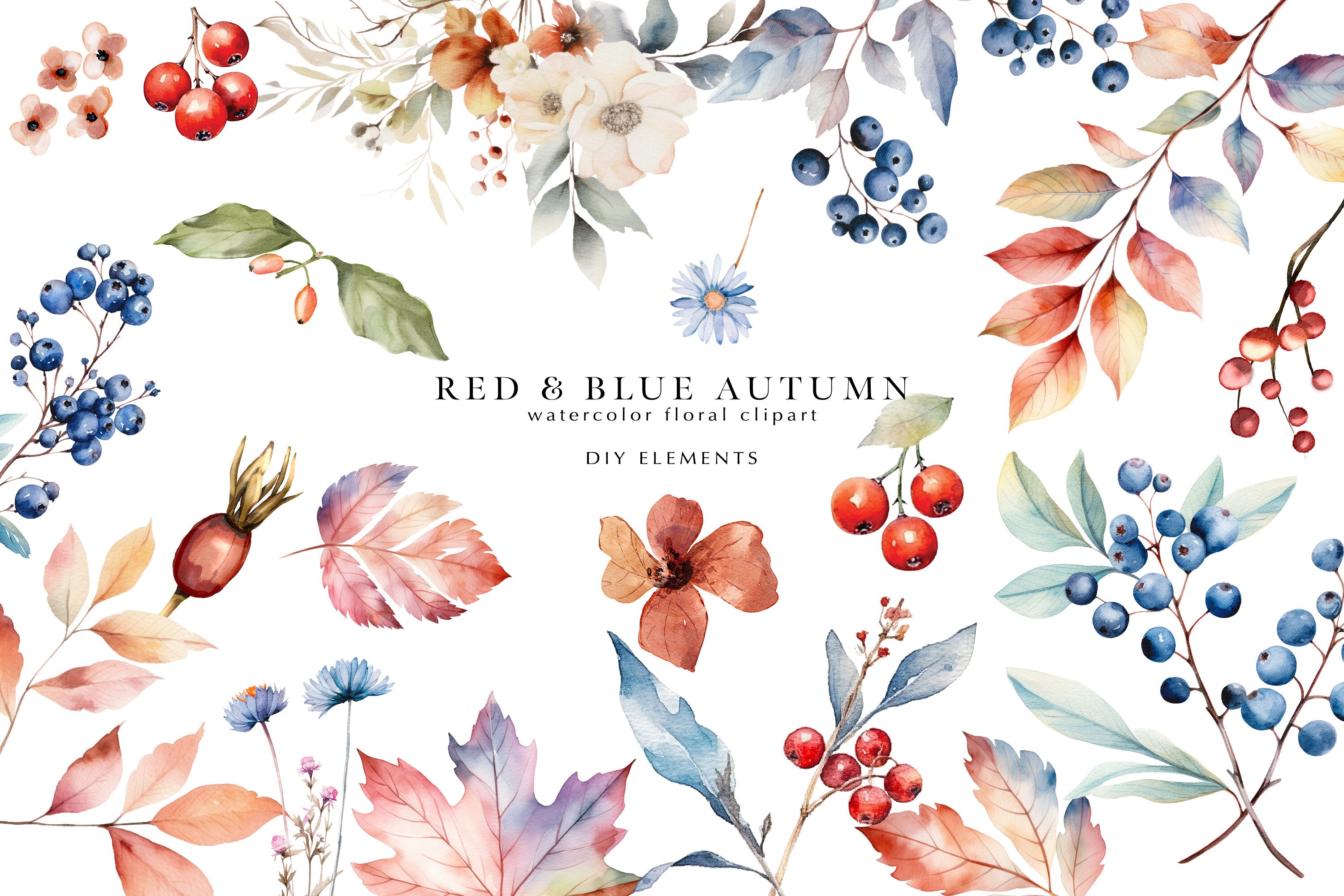 Autumn Clipart Fall Leaves Clipart Fall Berries Clipart - Etsy