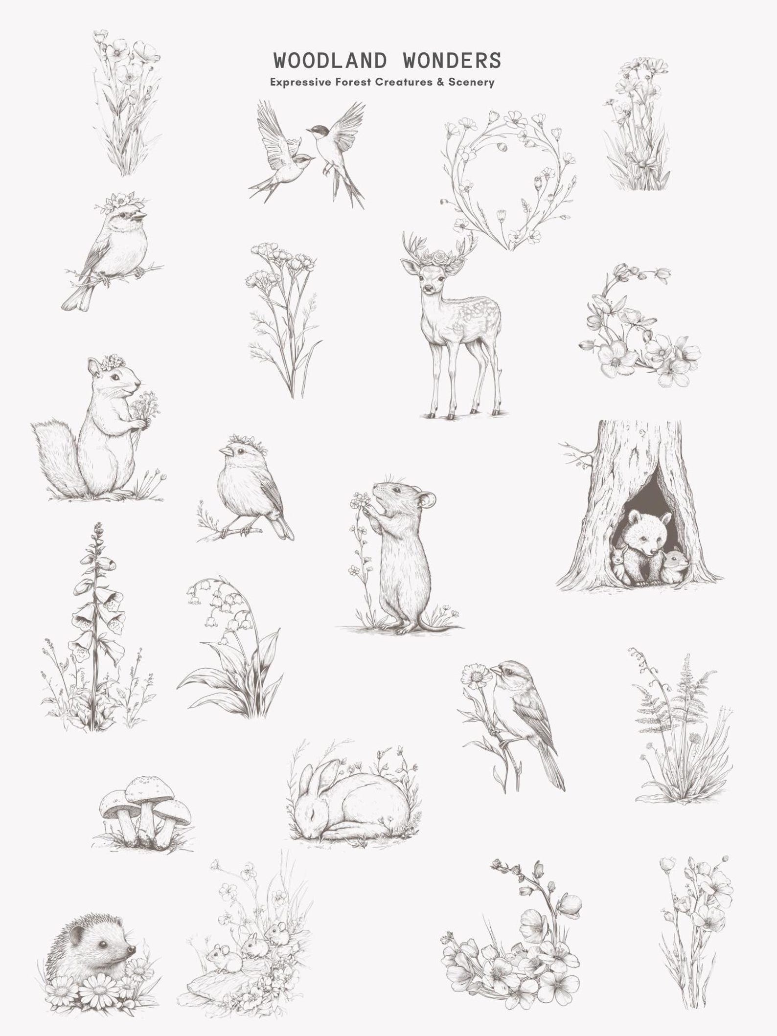Antique Clipart – Graphite Illustration – Woodland Graphics – Vintage ...