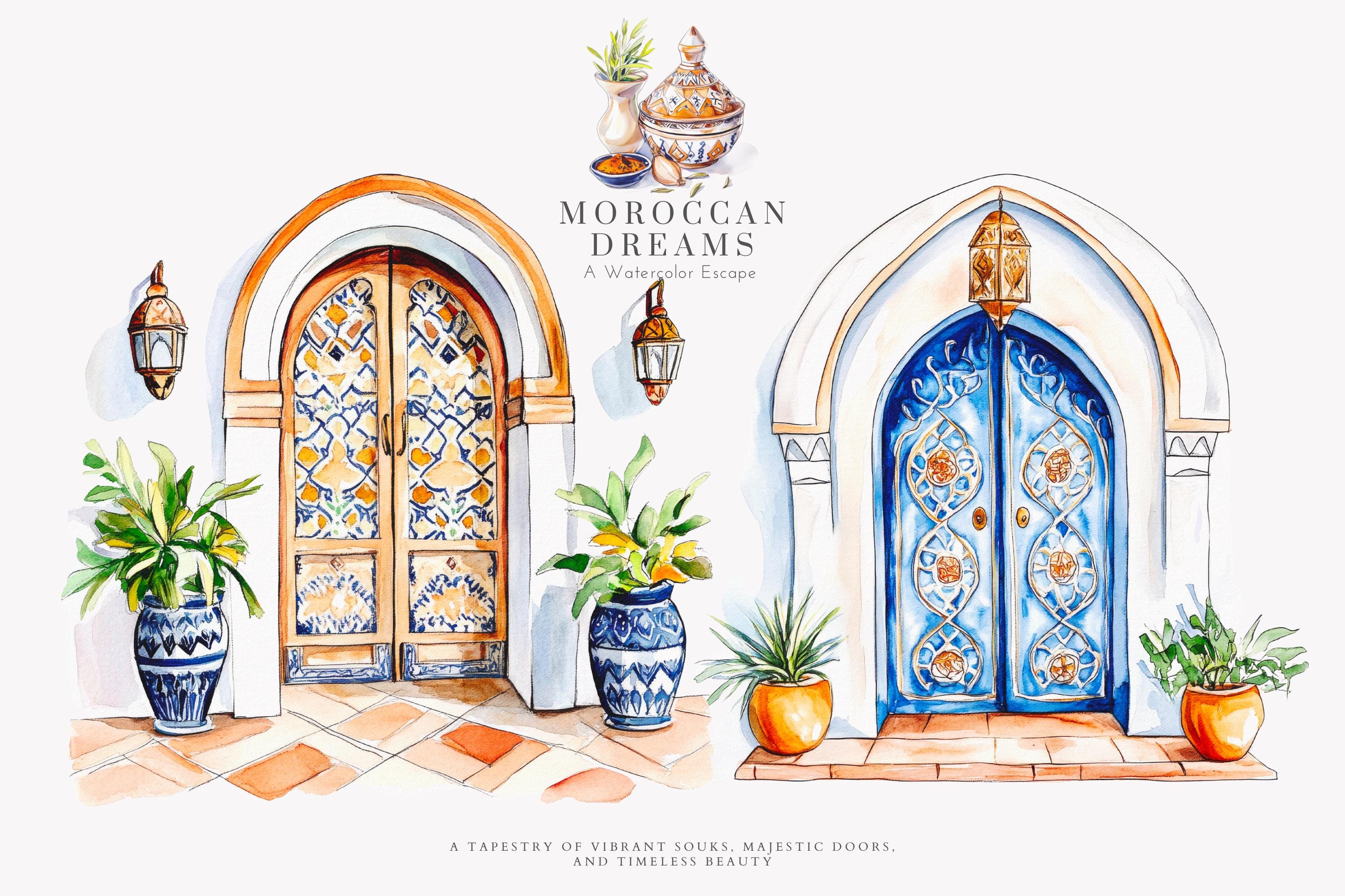 Moroccan Clipart - Watercolor Illustration - Souk Market - Arabian ...