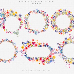 Floral Wreath – Watercolor Frame – Botanical Border – Bright Florals ...