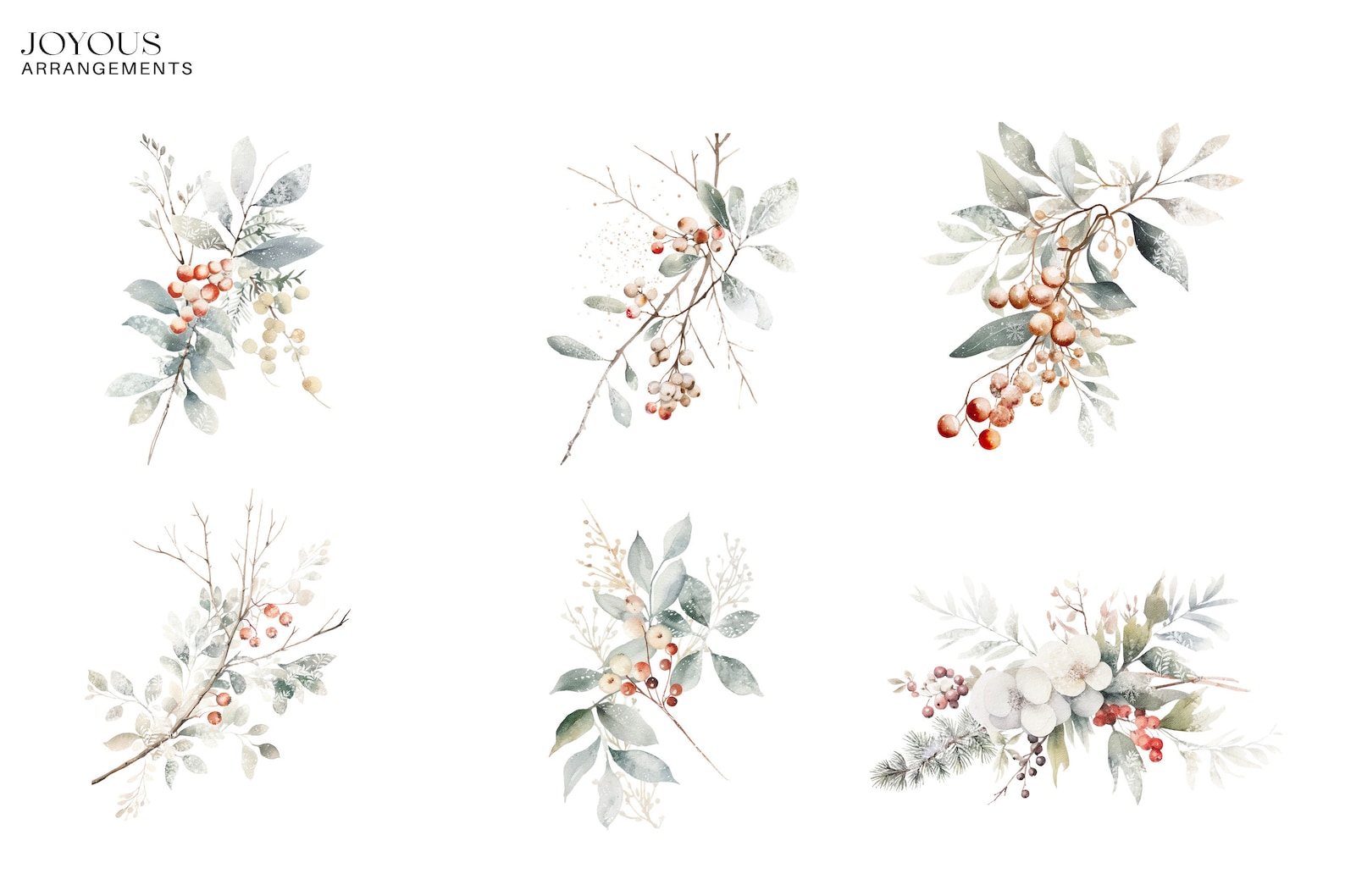 Winter Berry Clipart Evergreen Clipart Christmas Watercolor Bouquets ...