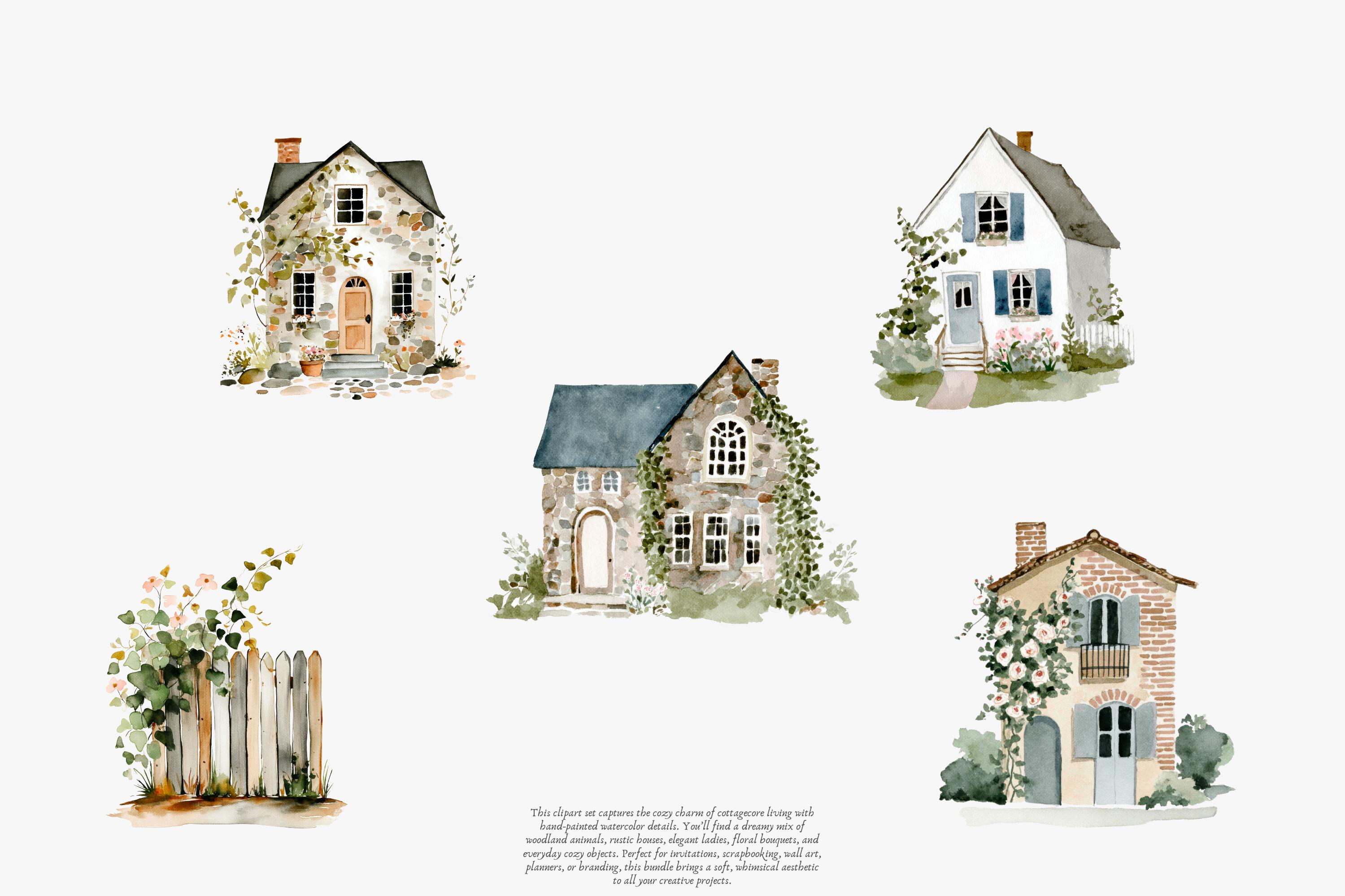 Cottagecore Clipart, Whimsical Cottage, Vintage Cottages, Cozy Cottage ...