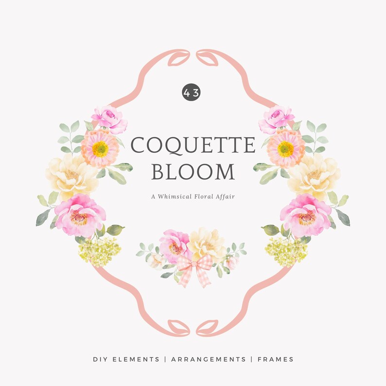 Coquette Flowers – Floral Clipart – Watercolor Bloom – Wedding Florals ...