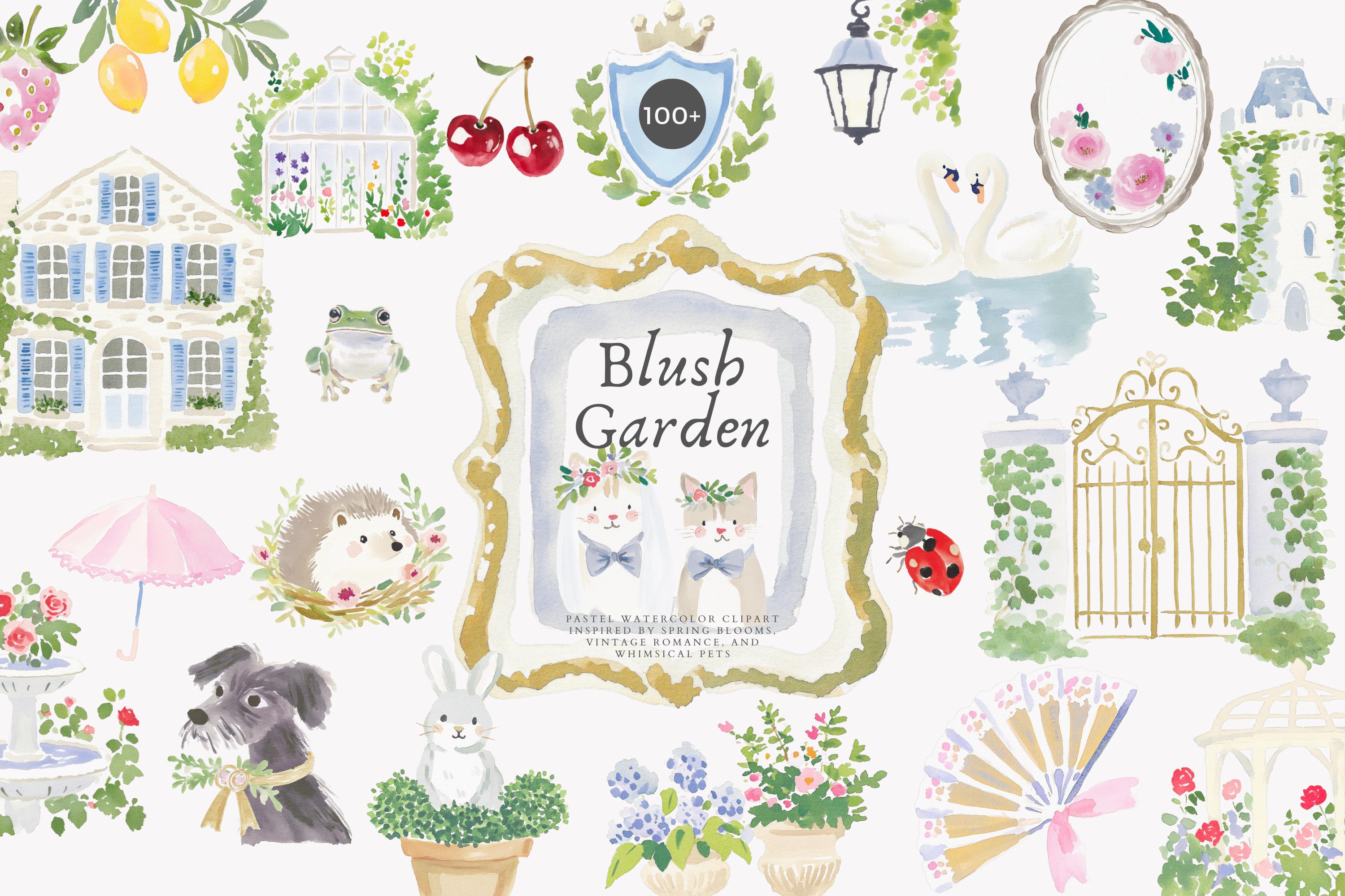 Whimsical Clipart - Pastel Animals - Spring Bloom - Garden Illustration ...
