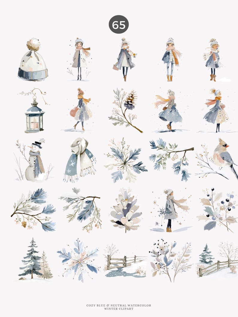 Winter Clipart, Watercolor Winter, Cozy Winter, Winter Illustrations ...