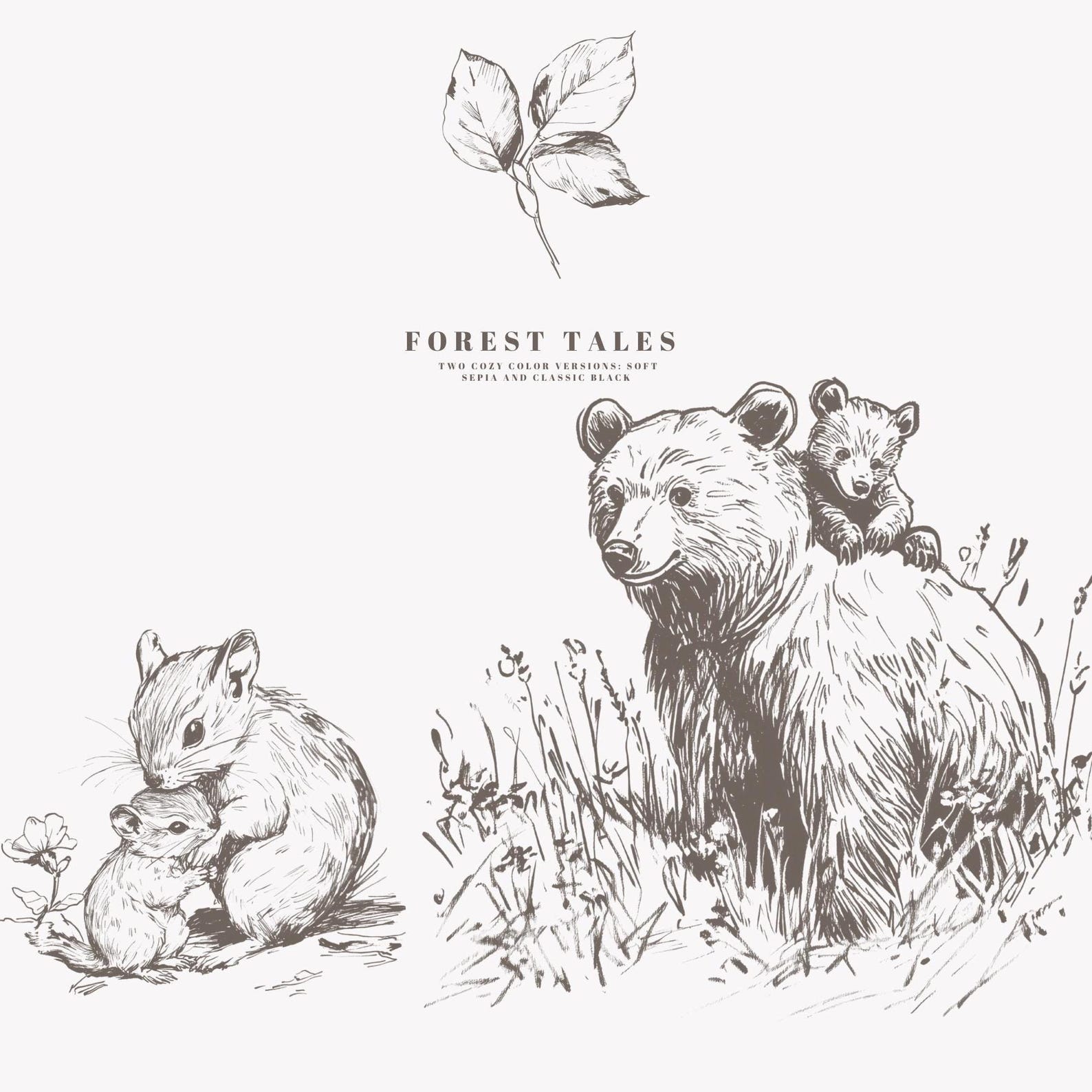 Woodland Animals – Forest Clipart – Vintage Sketch – Forest Creatures ...