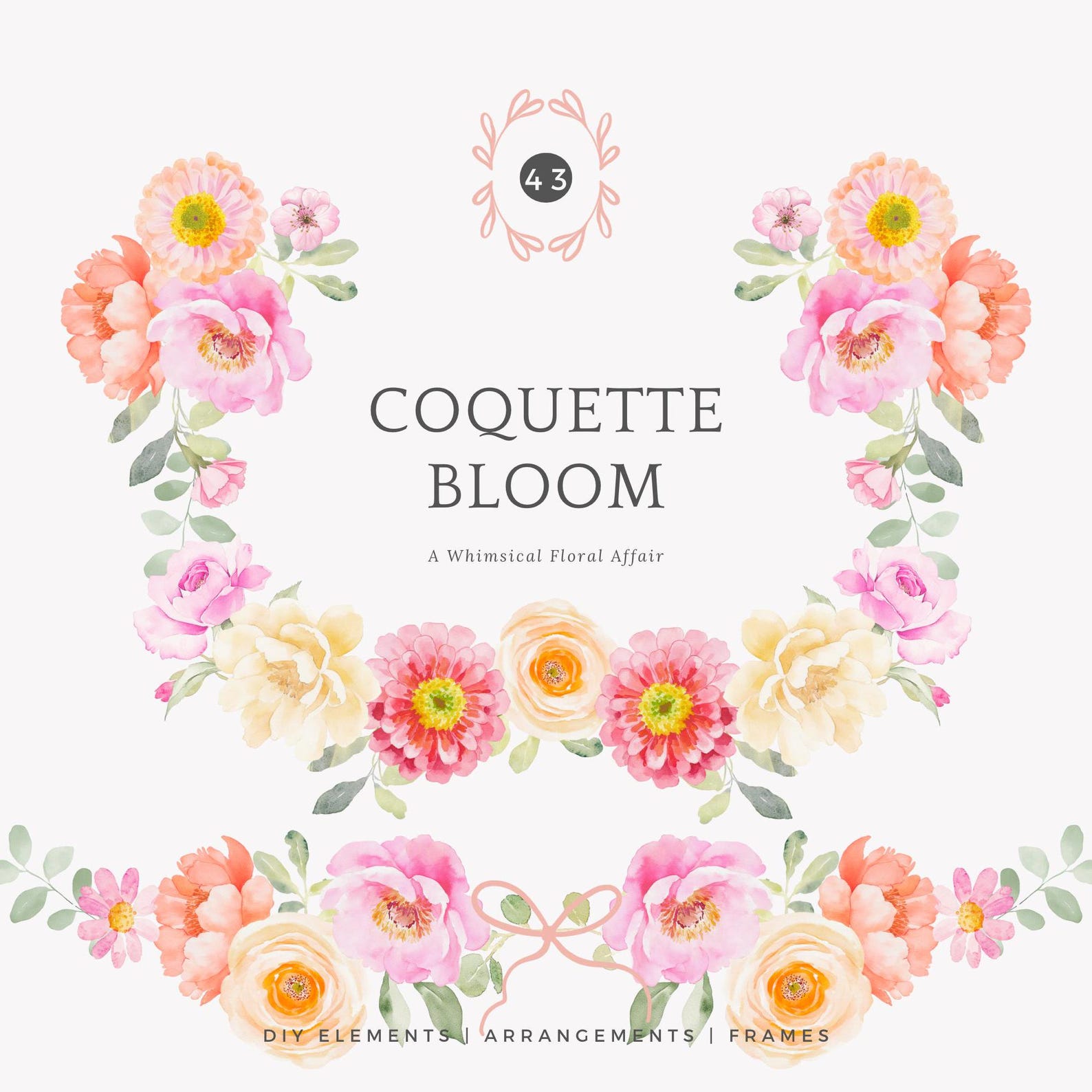 Coquette Flowers – Floral Clipart – Watercolor Bloom – Wedding Florals ...