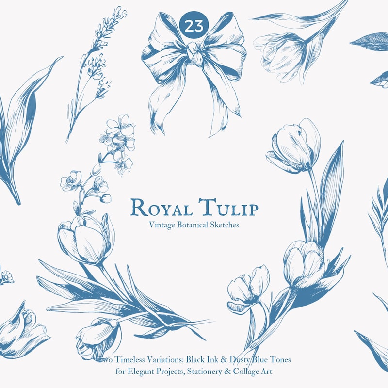 Blue Tulip Clipart - Etsy
