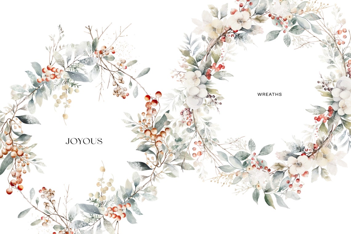 Winter Berry Clipart Evergreen Clipart Christmas - Etsy