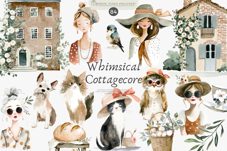 Cottagecore Clipart, Whimsical Cottage, Vintage Cottages, Cozy Cottage ...
