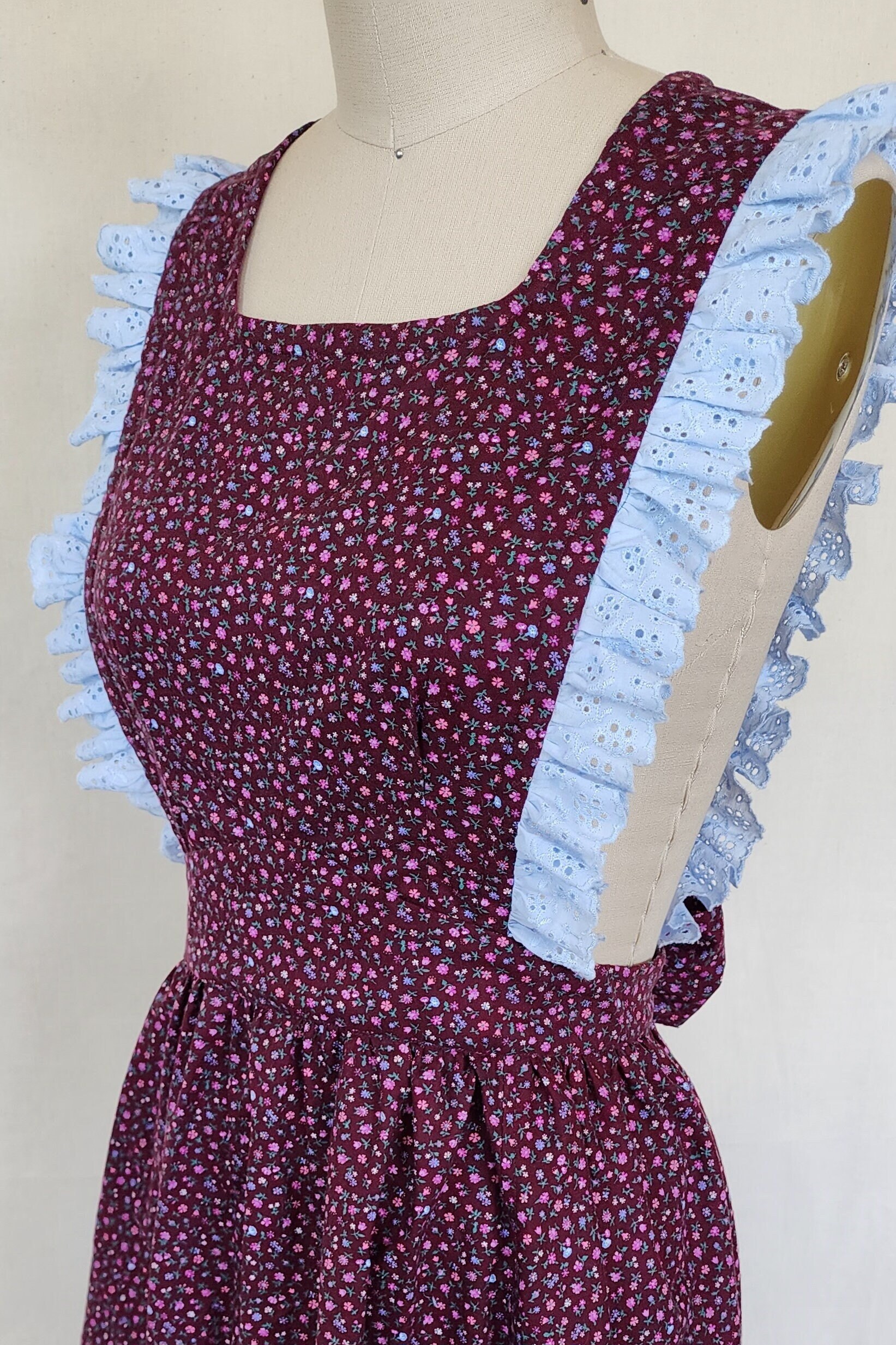 Vintage Inspired Lacy Calico Full Apron - Etsy