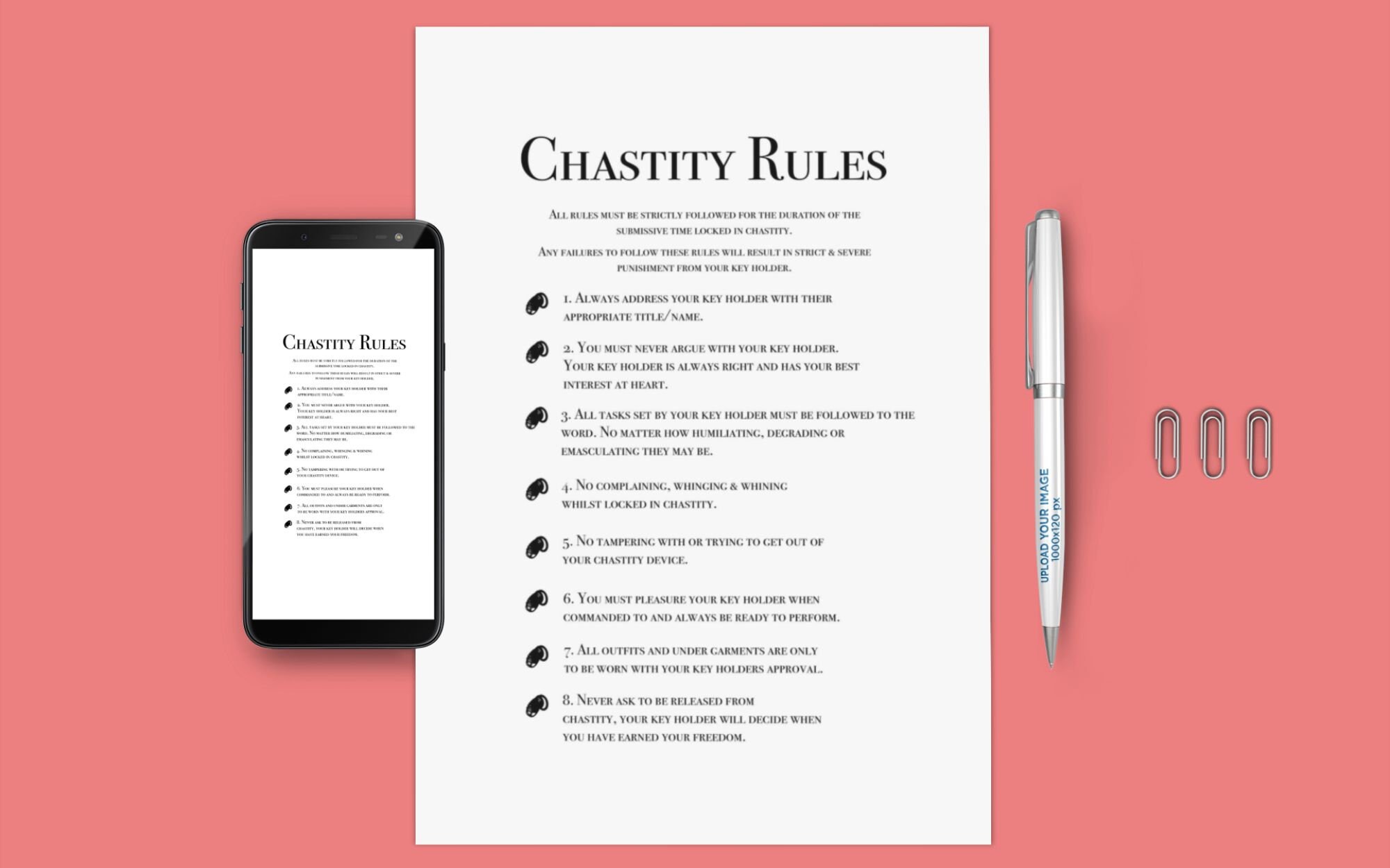 BDSM - Chastity Rules- Digital PDF & JPEG Art Files for Printing, 1 Page, Wall Decor - Etsy