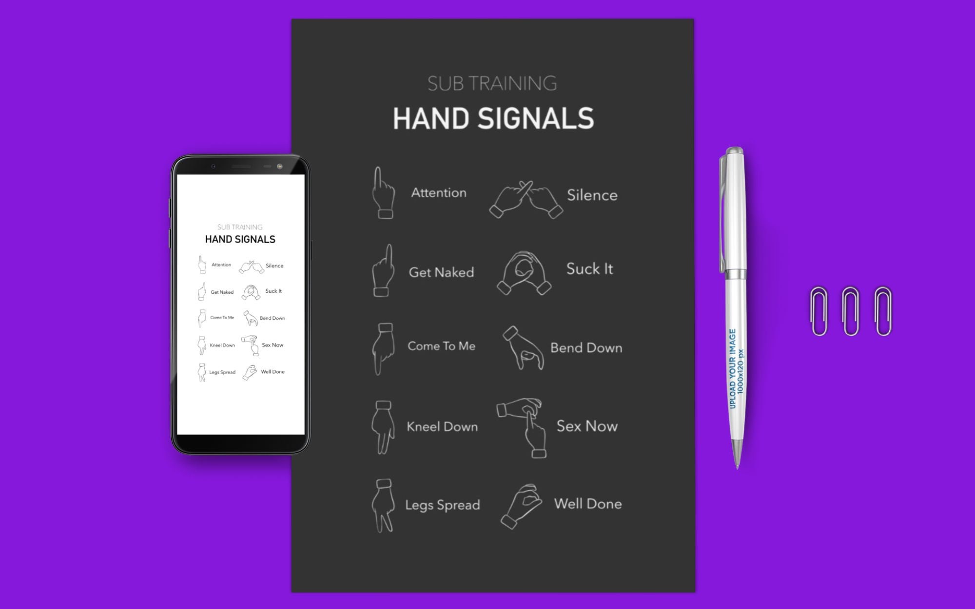 Sub Training - Hand Signals - Black&white - 4 Digital PDF, JPEG Art ...