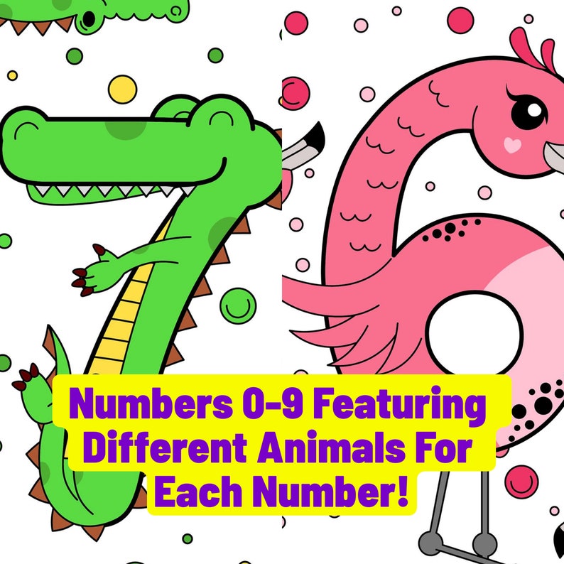 Animal Numbers Coloring Pages for Kids, 10 Page Alphabet Coloring Book ...