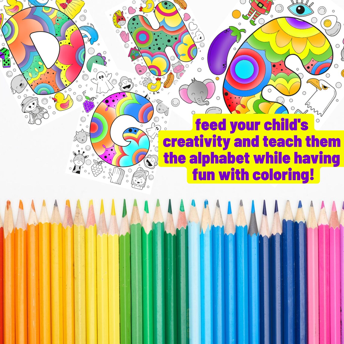 Alphabet ABC Coloring Pages for Kids, 26 Page Alphabet Coloring Book ...