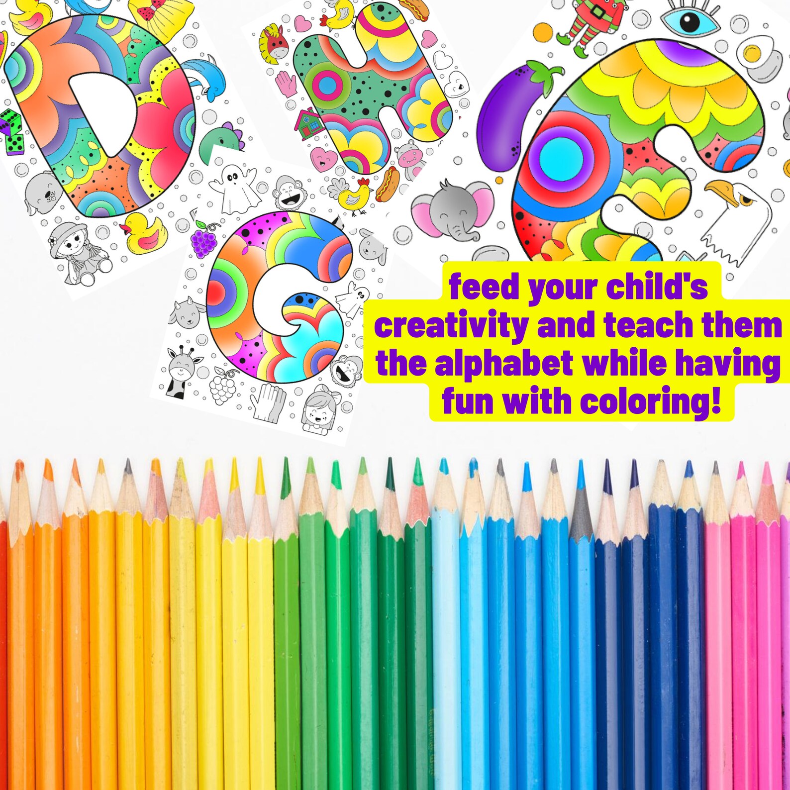 Alphabet ABC Coloring Pages for Kids, 26 Page Alphabet Coloring Book ...