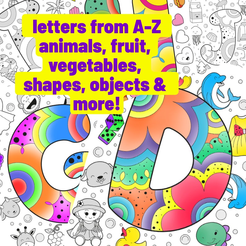 Alphabet ABC Coloring Pages for Kids, 26 Page Alphabet Coloring Book ...