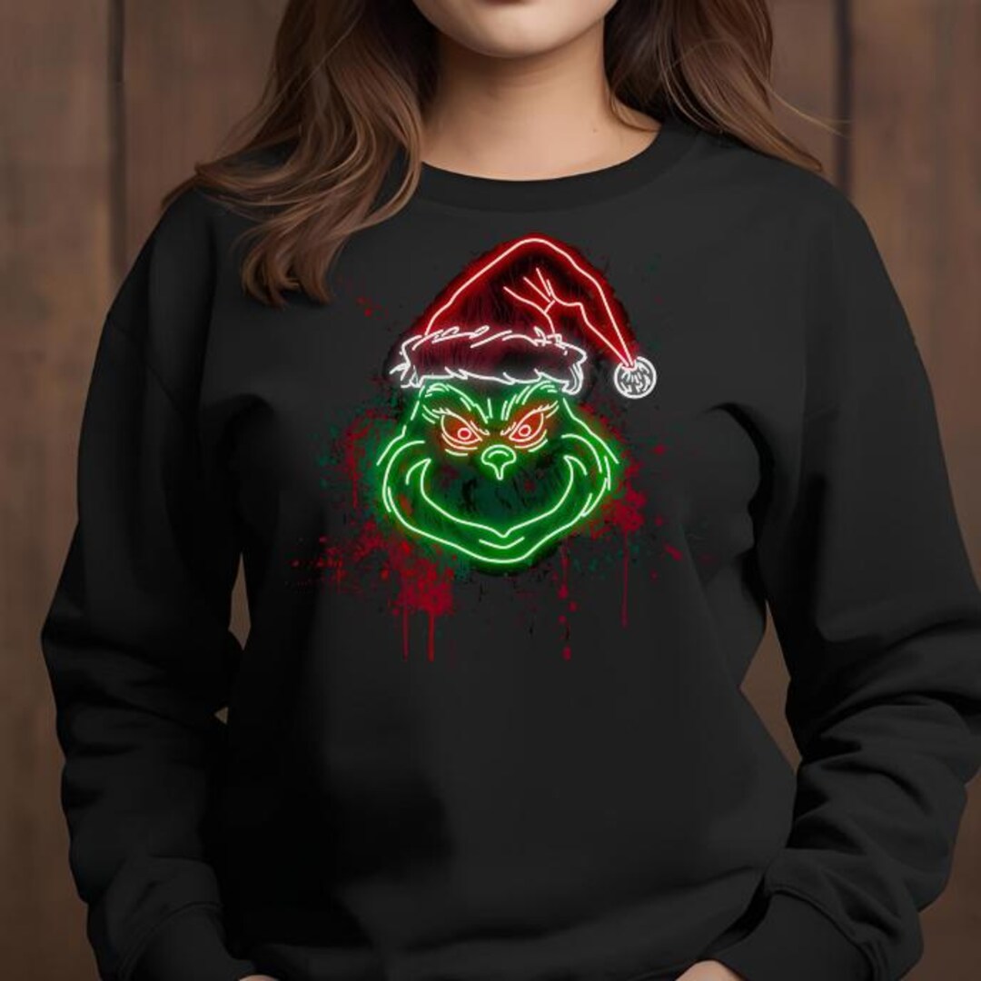 Neon Grinch Face PNG | Funny Christmas Shirt Design (digital Download ...