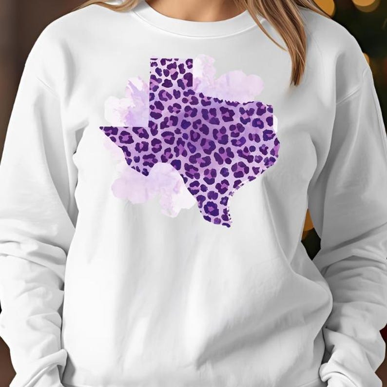 Purple Leopard Print Texas PNG | Watercolor State Sublimation Design ...