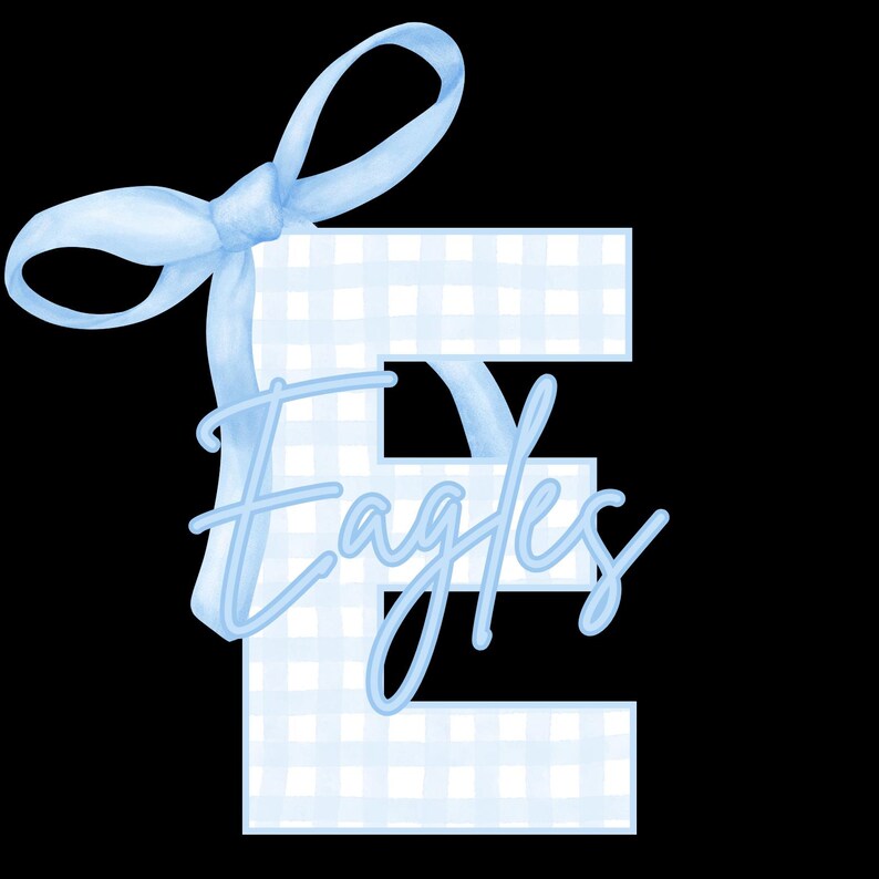 Eagles PNG: Blue Gingham Letter E With Bow (digital Download) - Etsy