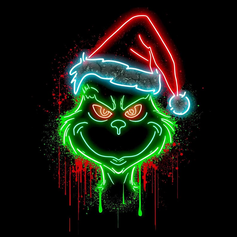 Neon Splatter Christmas Character Digital Download | Funny Holiday Face ...