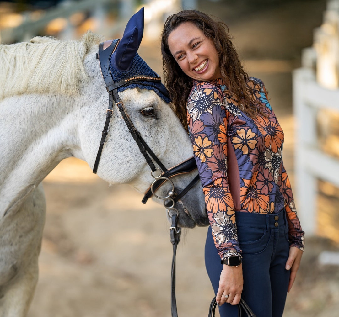 Horse Back Riding Shirt/ Equestrian Sun Shirt for Women- Harvest Blooms ...