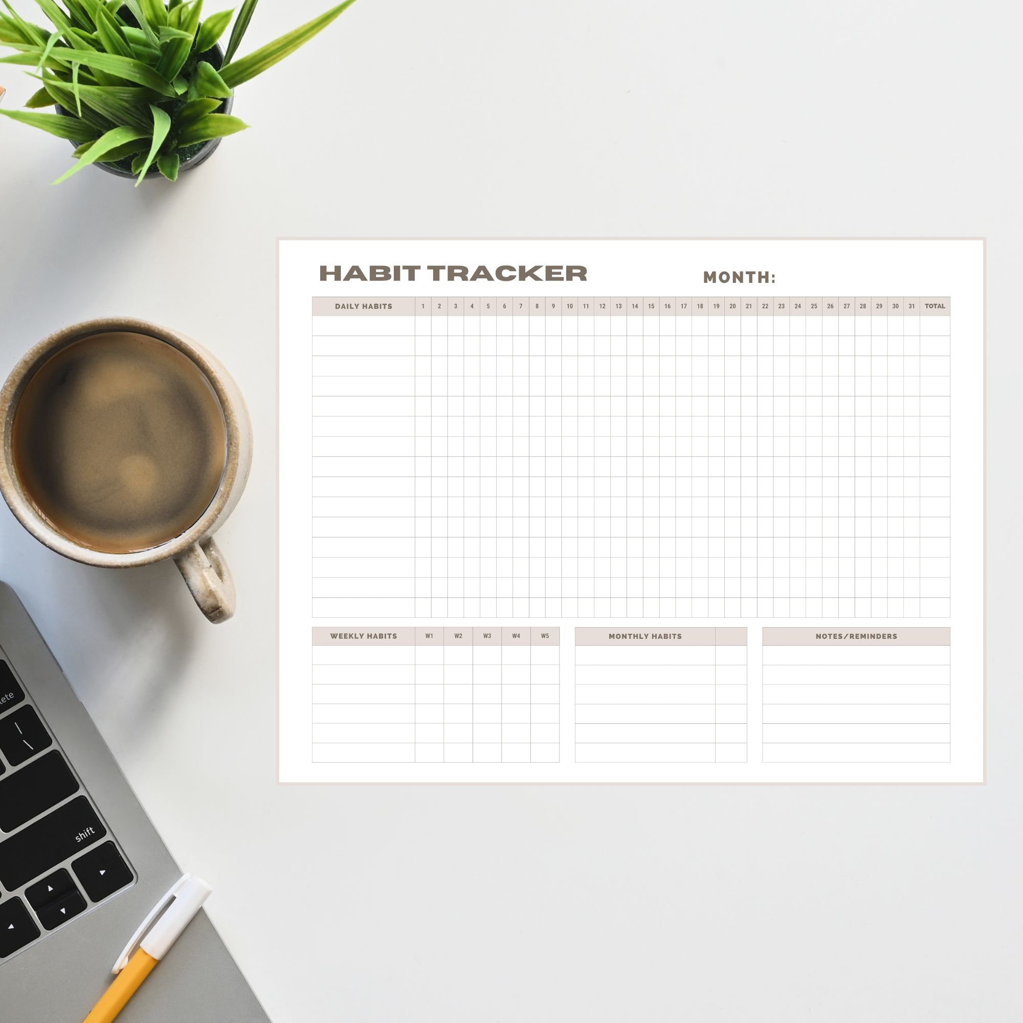 Monthly Habit Tracker, Printable A4 Letter Size, Instant Download ...