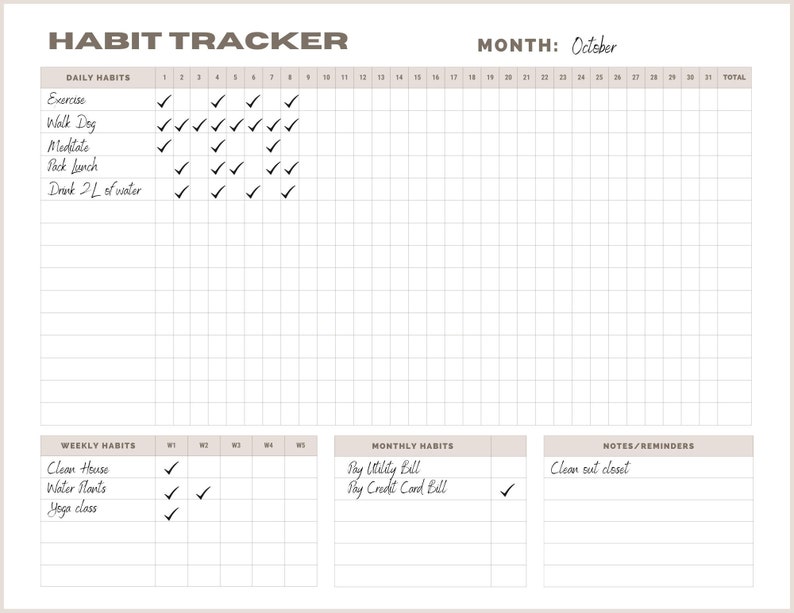 Monthly Habit Tracker, Printable A4 Letter Size, Instant Download ...