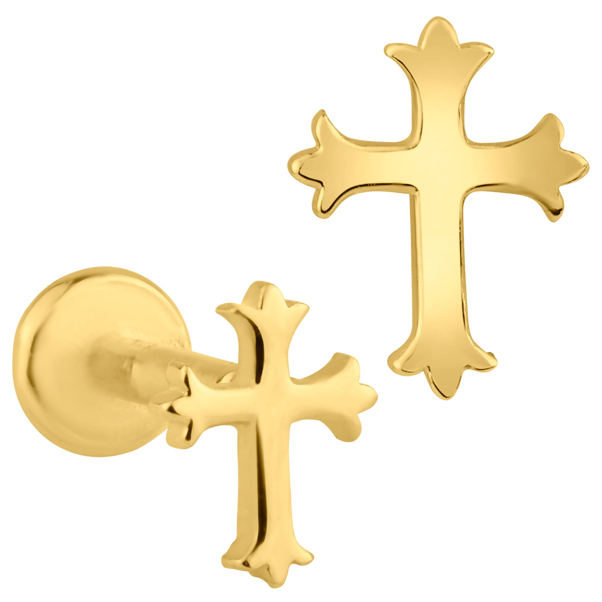 14k Solid Gold Coptic Cross Internally Threaded Labret helix - Etsy