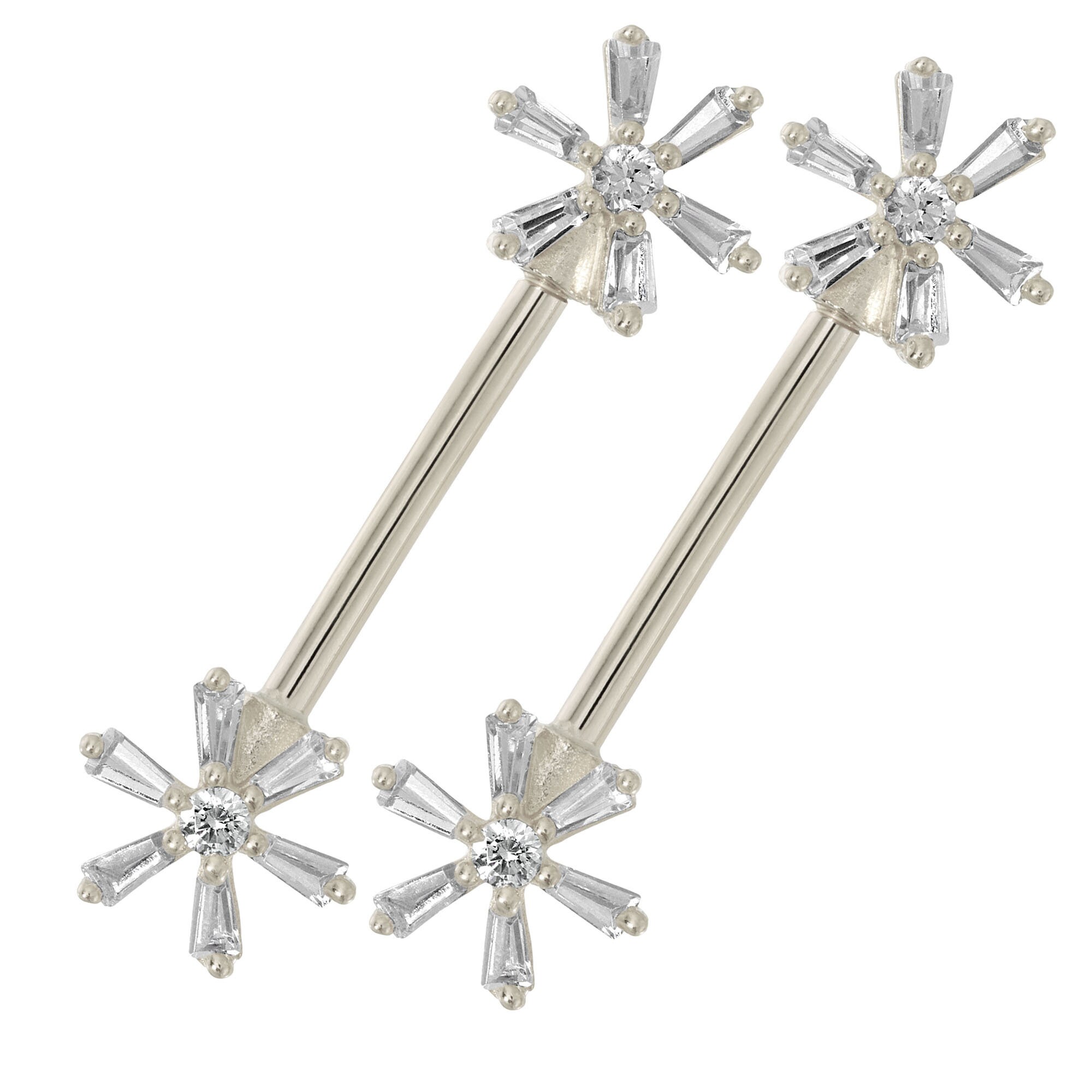 14K Solid Gold Flower Design With Zircon Externally Threaded - Etsy