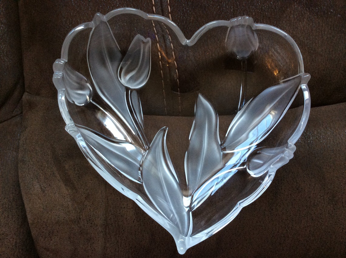 Heart Shaped Glass Dish/bowl - Etsy