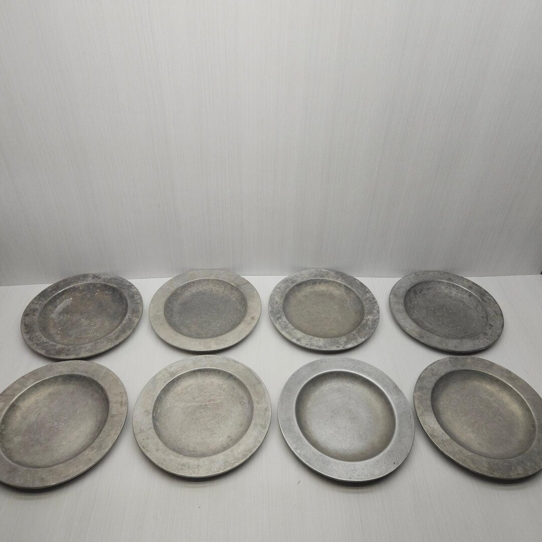 Craft American Bon Chef Pewter Look Aluminum Charger Plates Set of 8 ...