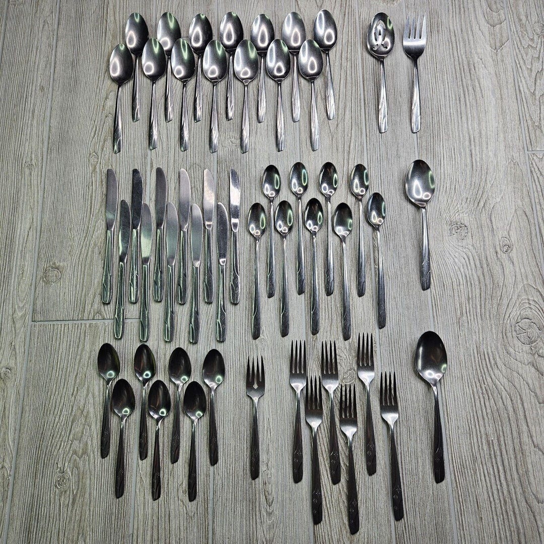 Vintage Oneida Thor Stainless STARLET 52pc Mixed Lot MCM Flatware ...