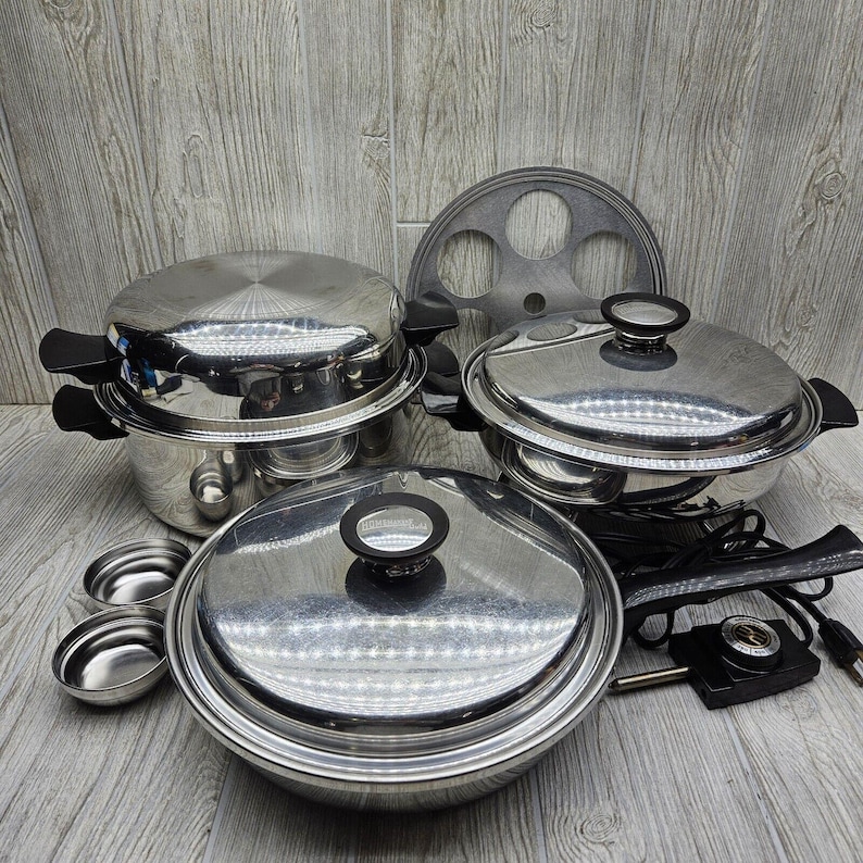Homemakers Guild Set Electric Skillet Stainless Stock Pot Table Chef ...