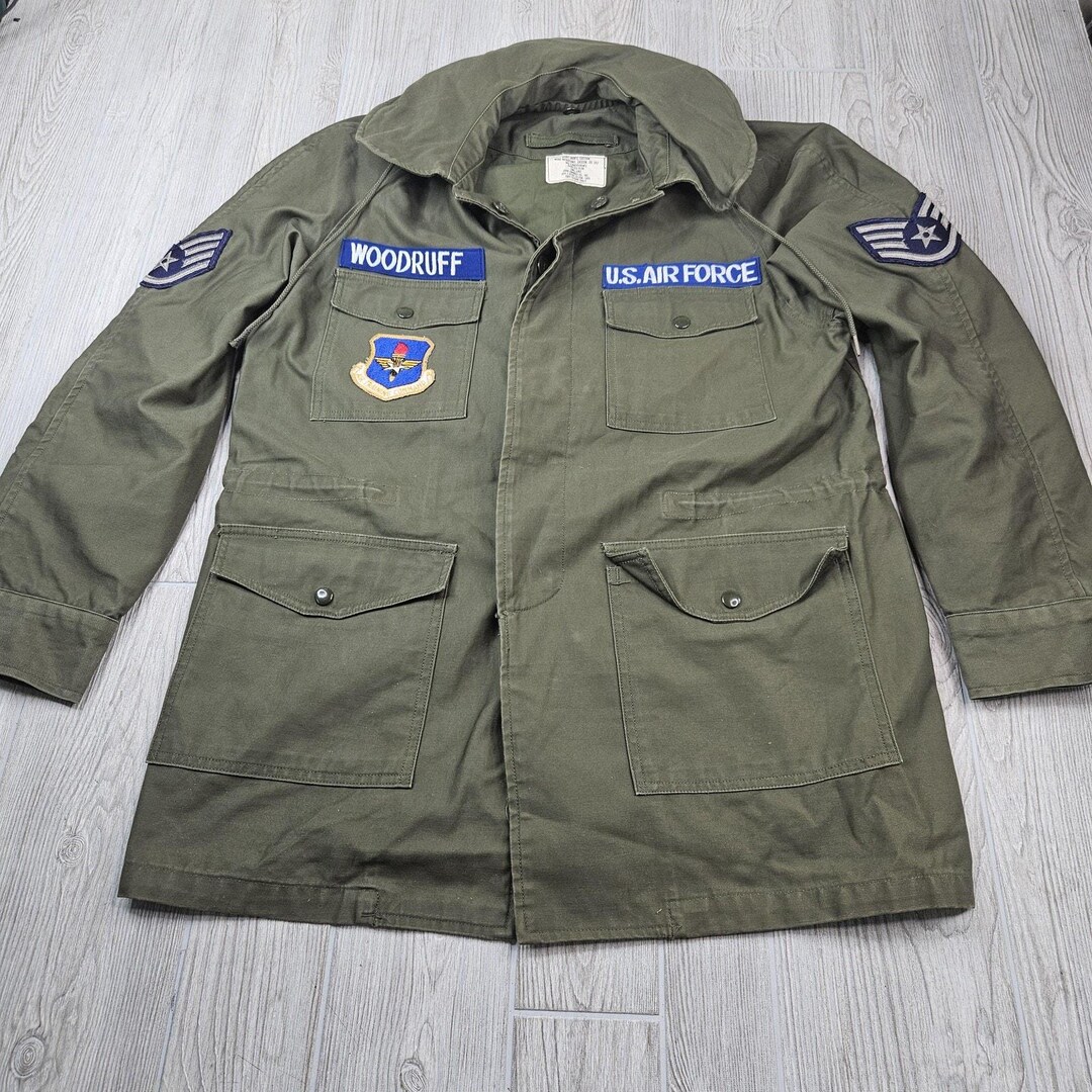 Vintage US Air Force Field Jacket Mens Small Long OG 107 Sateen Hooded ...