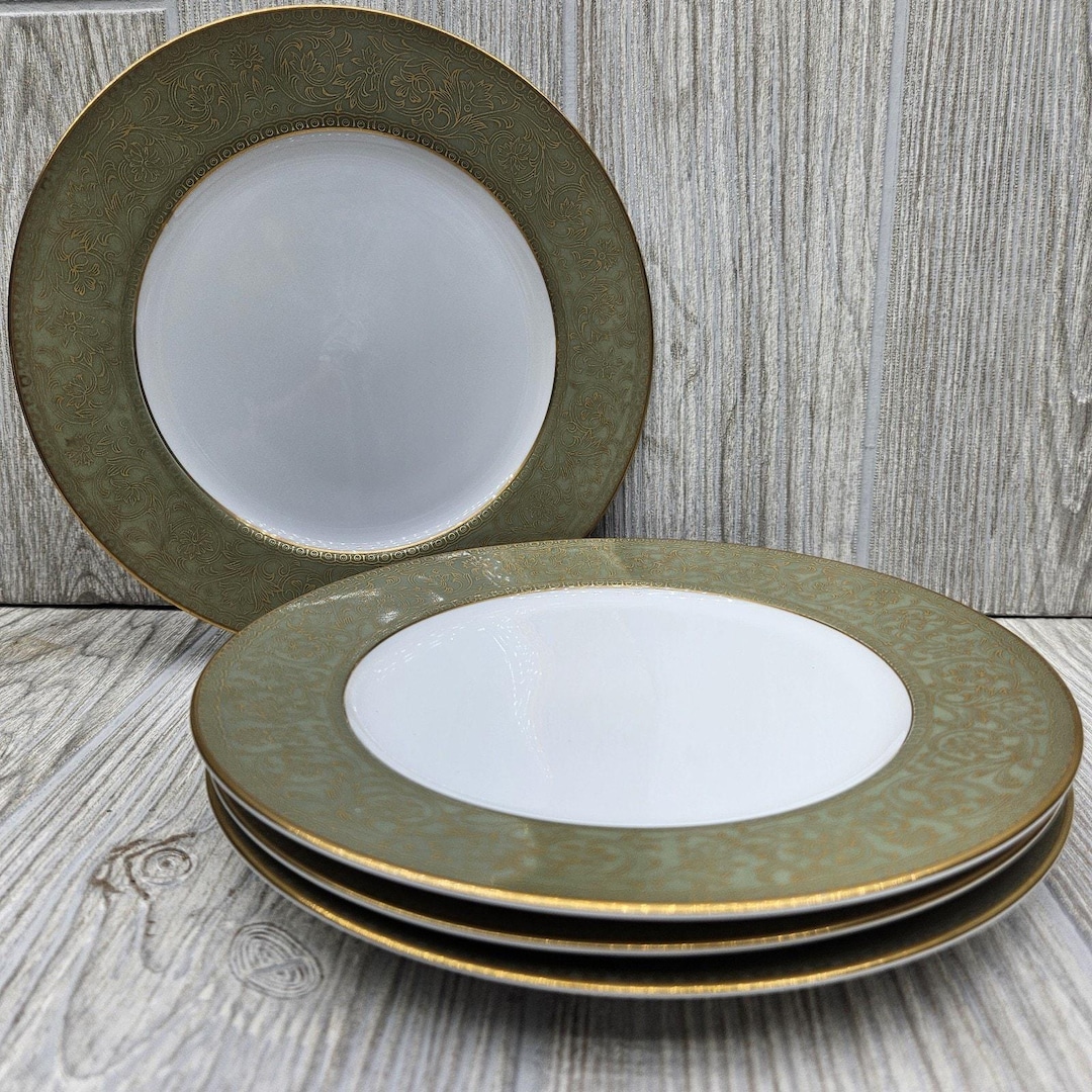 Sango China Versailles Set of 4 Salad Plates 7 3/4" Japan #3632 Green ...