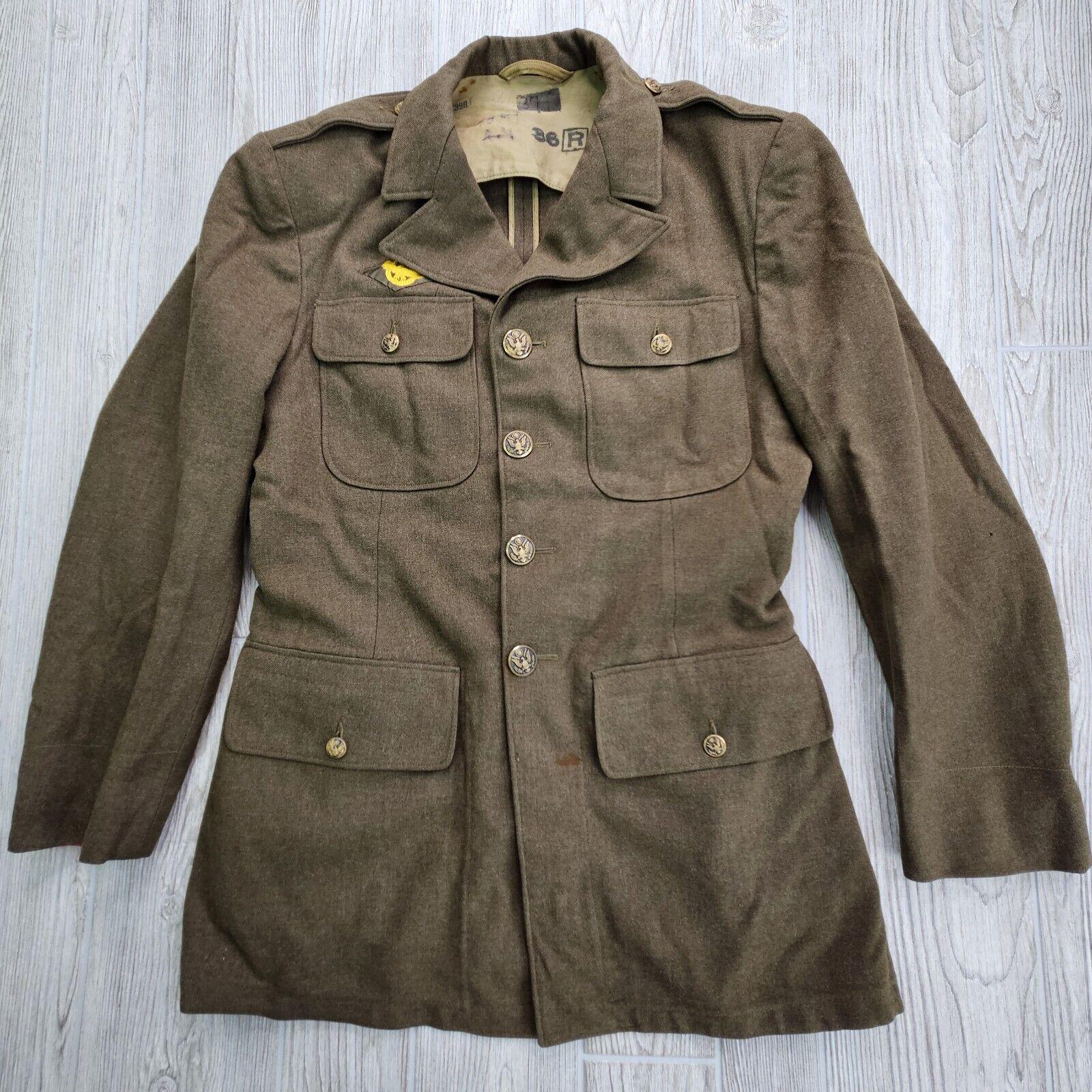 WWII US Army Wool Uniform Jacket Size 39R 1942 Dated With Ruptured Duck ...