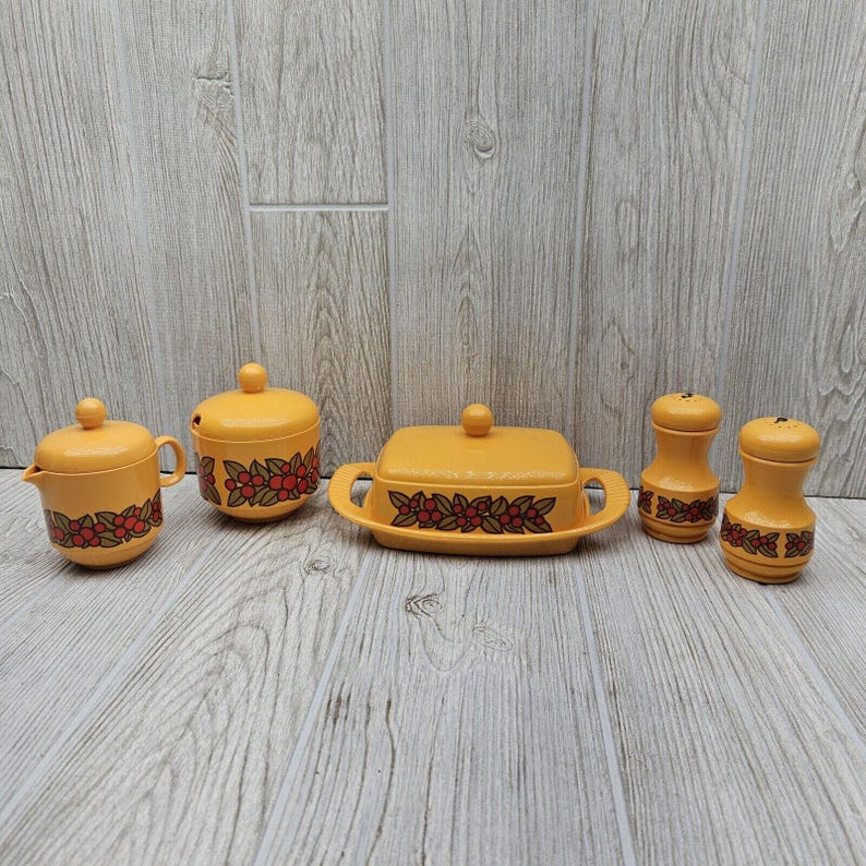 Vintage 70's Emsa Lot MCM Retro Mod Cream Sugar Butter Salt Pepper W ...