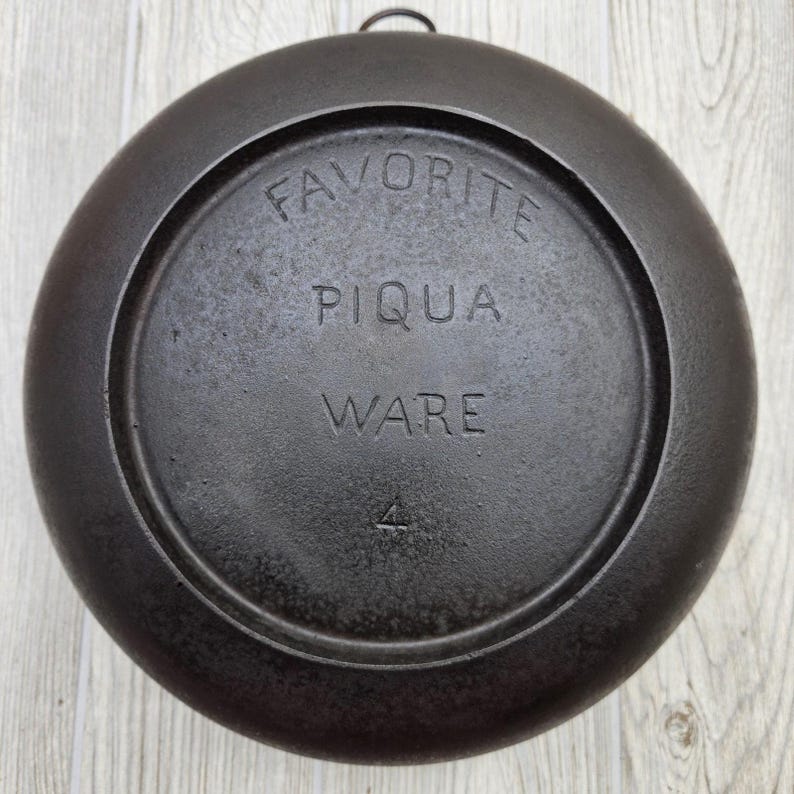 Vintage Favorite Piqua Ware No. 4 Cast Iron Scotch Bowl Kettle Pot ...