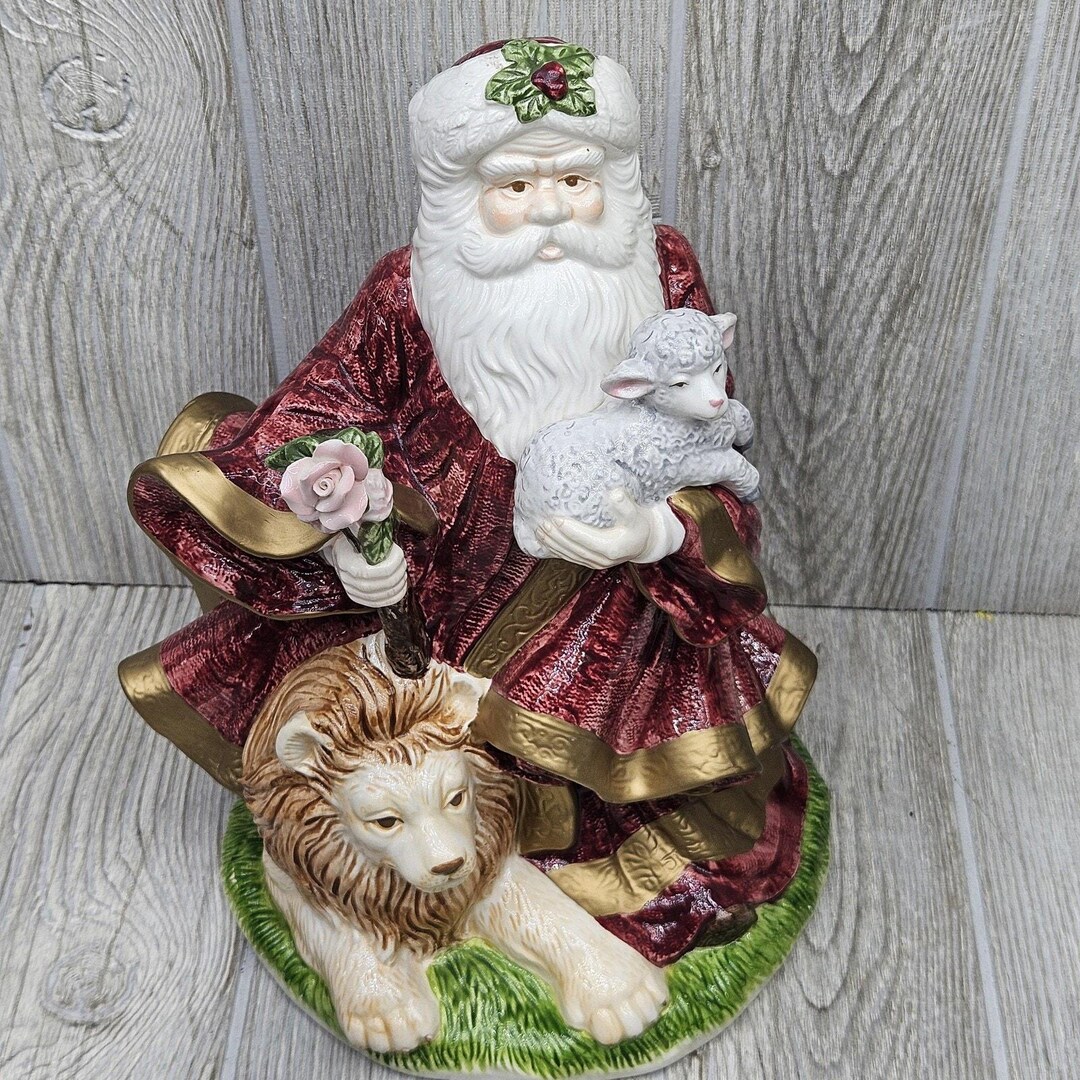 Vintage 1995 Cosmos Santa Figurine Lion Lamb Musical Christmas Decor ...