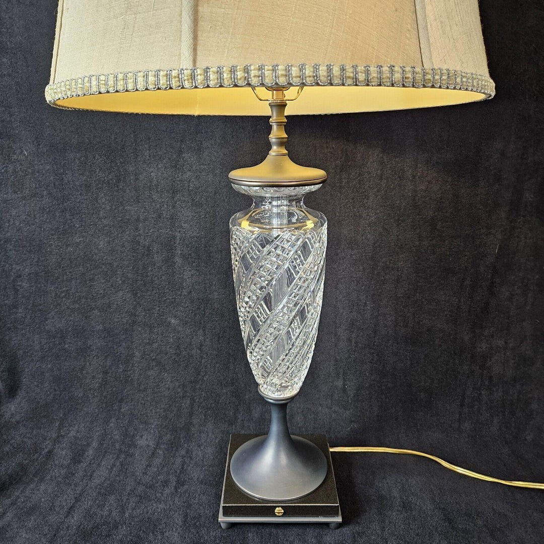 Waterford Crystal Table Lamp Caterpillar Logo With Shade Stone Base 33 ...