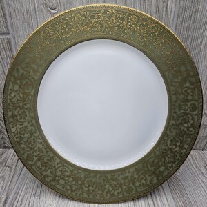 Sango China Versailles 10 5/8" Dinner Plate Set of 4 Japan #3632 Green ...