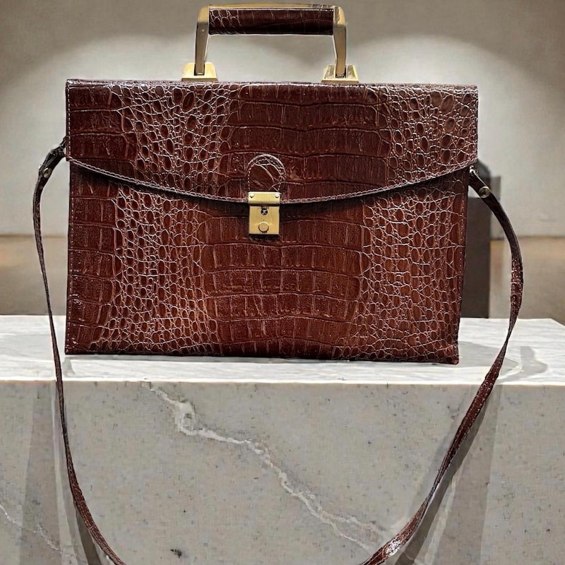 Croc Embossed Briefcases - Etsy