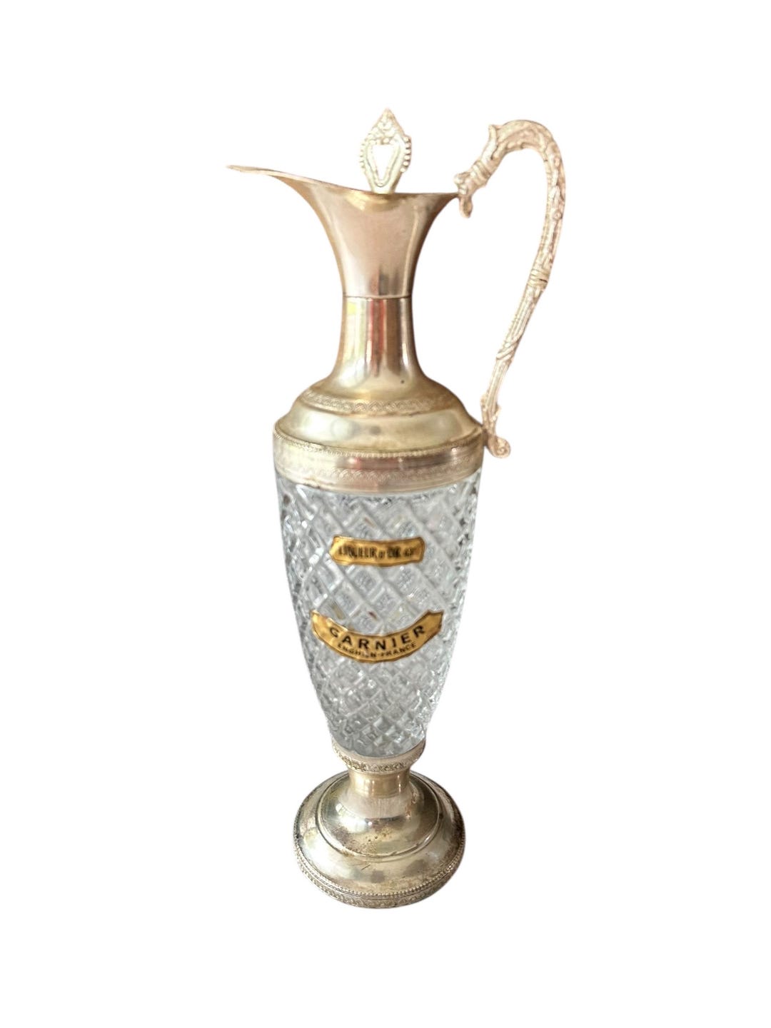 Mid Century Italian Garnier Liqueur Decanter - Ornate Silver & Cut ...